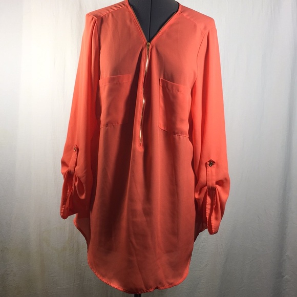 Zac & Rachel | Tops | Zac Rachel Zipper Front 34 Tab Sleeve Size Xl ...